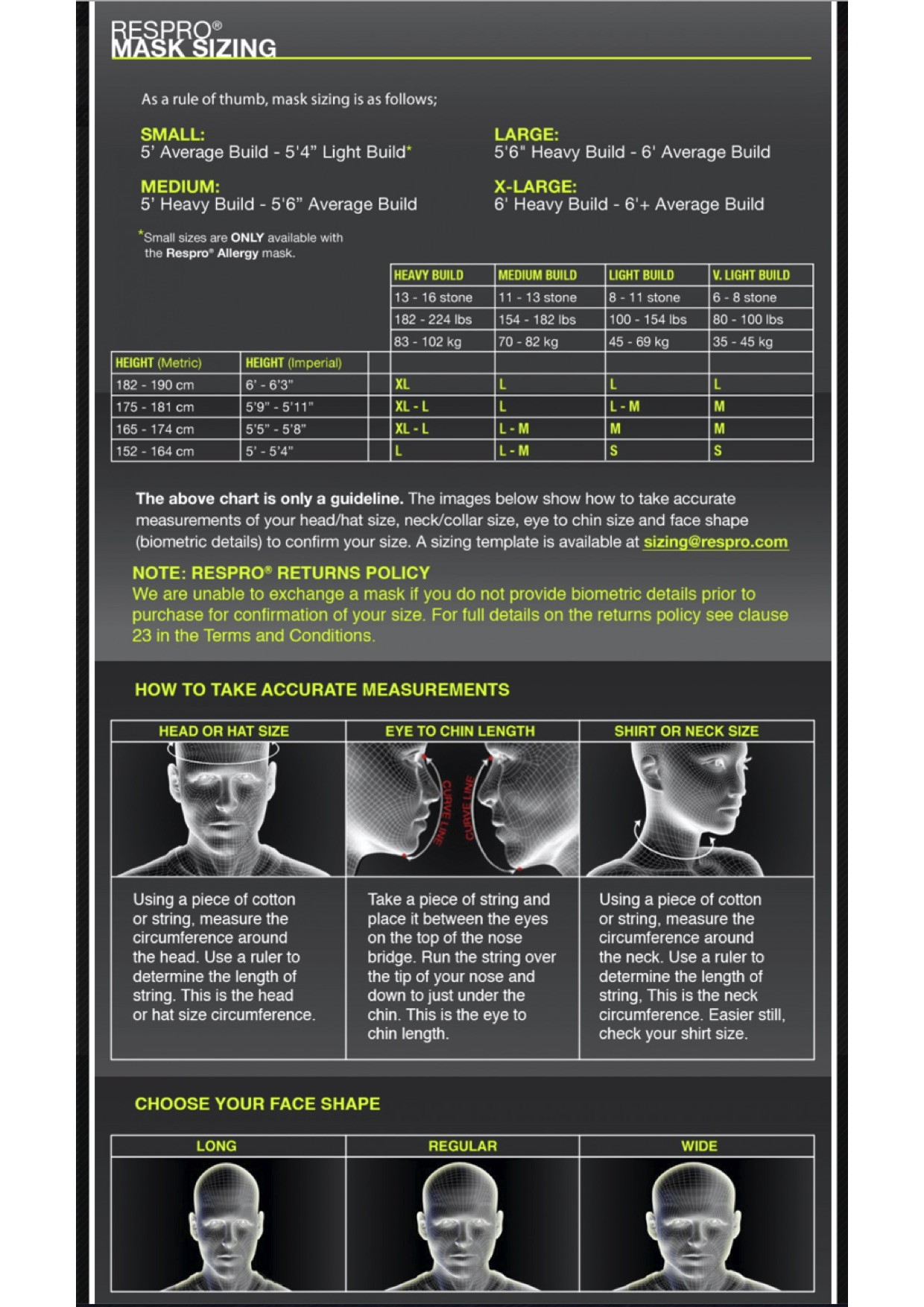 RESPRO® MASK SIZING | Respro® Bulletin Board